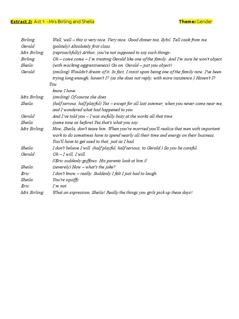 Act 1 An Ispector Calls | PDF