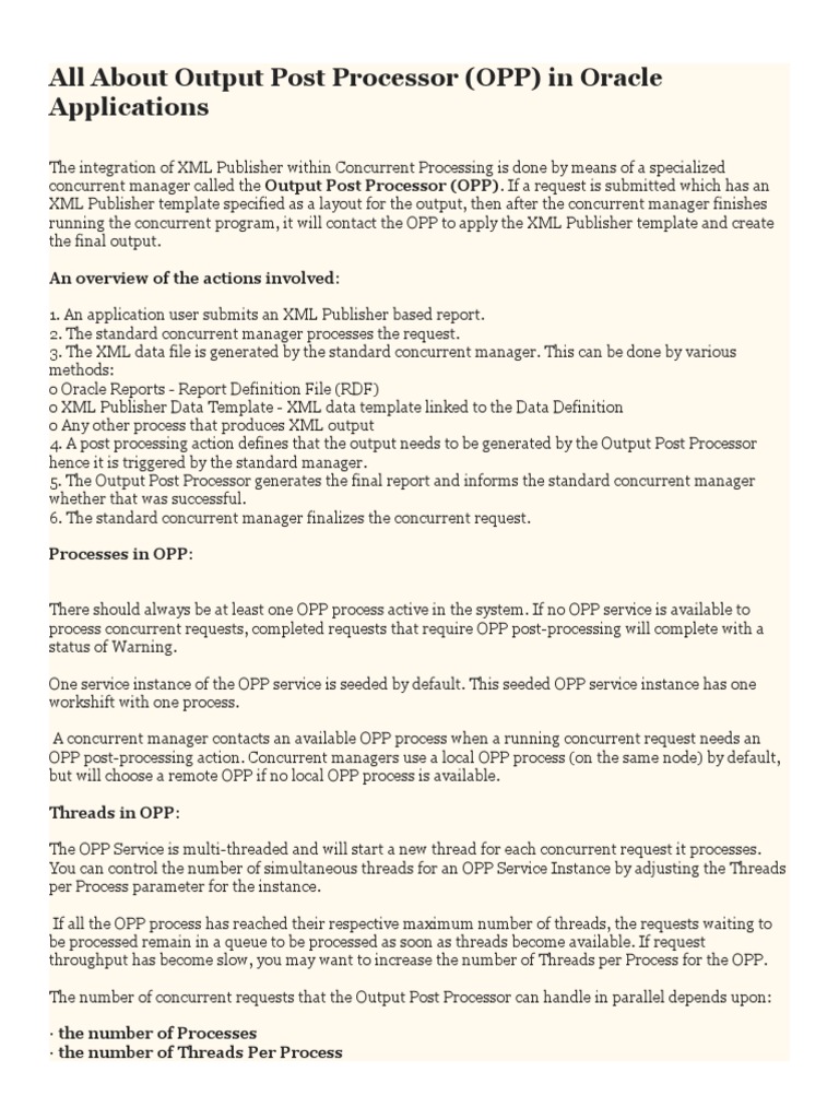 All About Output Post Processor (OPP) in Oracle Applications | PDF ...