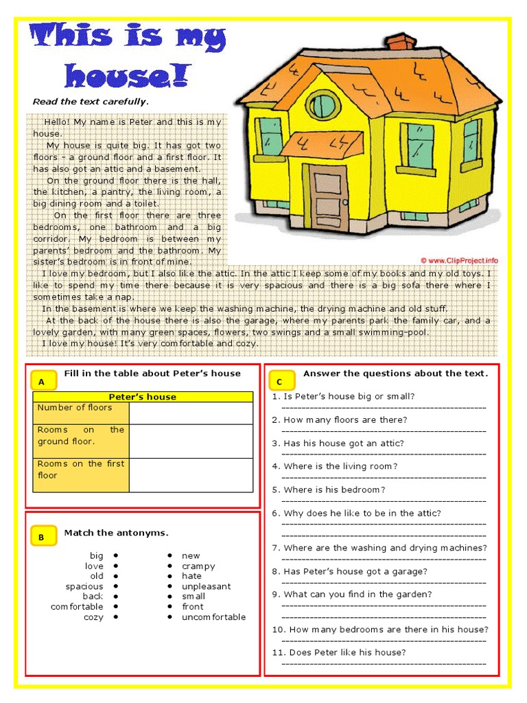 This Is My House Reading Comprehension Exercises - 4833 | PDF | Room ...