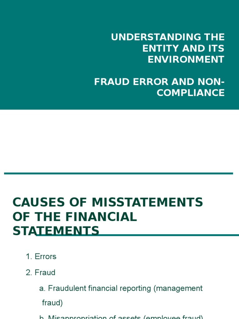 Psa 240 Fraud Error and Non Compliance | PDF | Financial Audit ...