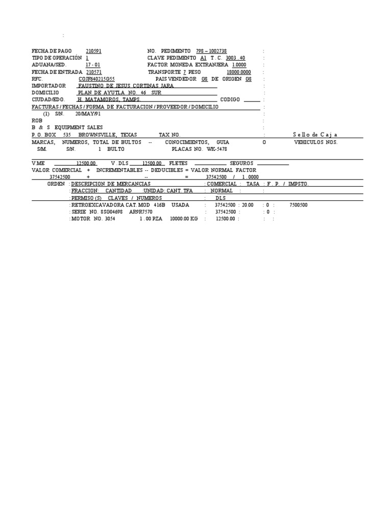 Formato de Pedimento Aduanal | PDF | Ventas | Gobierno