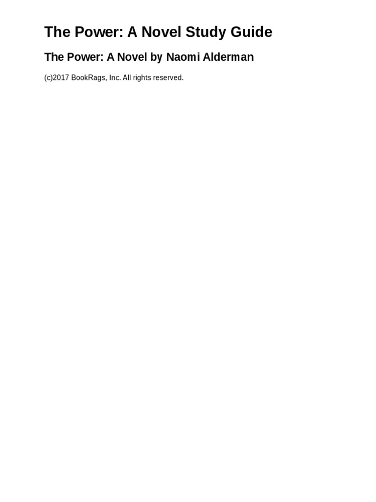 The Power A Novel Studyguide | PDF | Patriarchy | Matriarchy