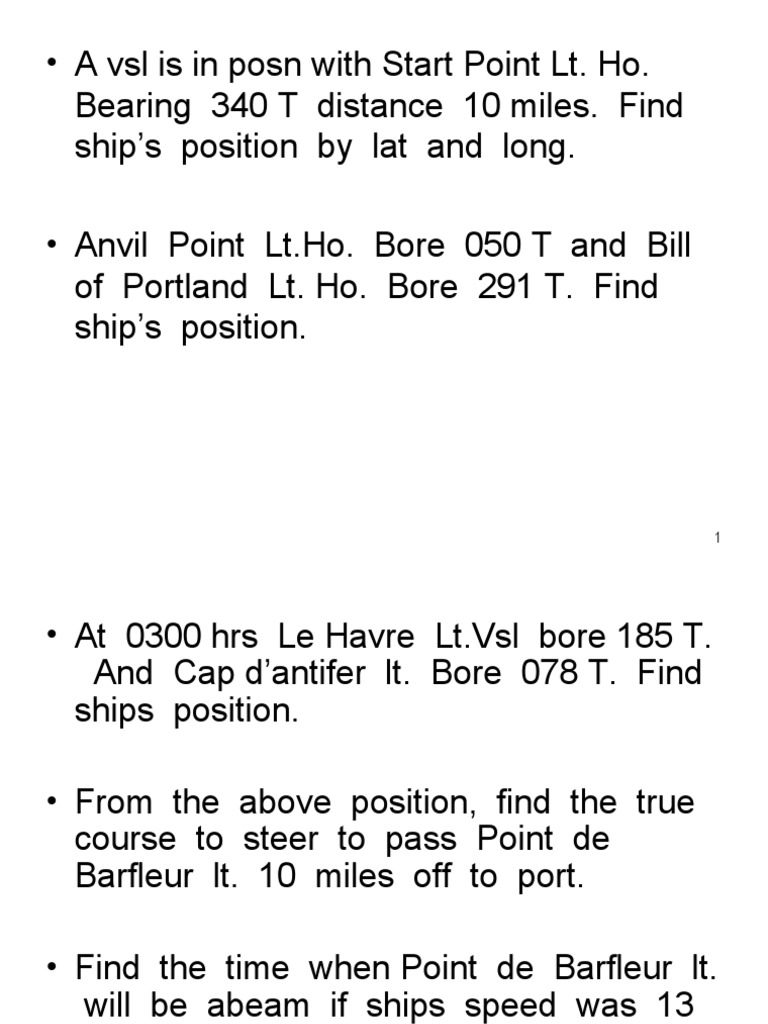 Determining Ship Positions Through Lighthouse Bearings and Navigation ...