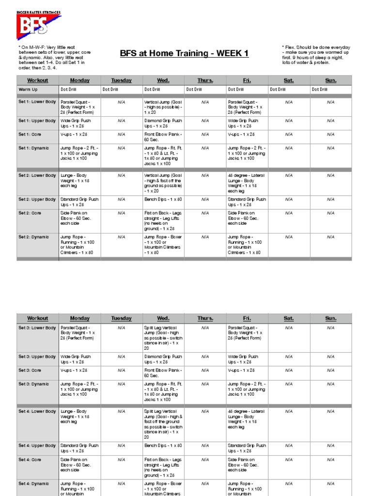 BFS at Home Training | PDF | Running | Sports