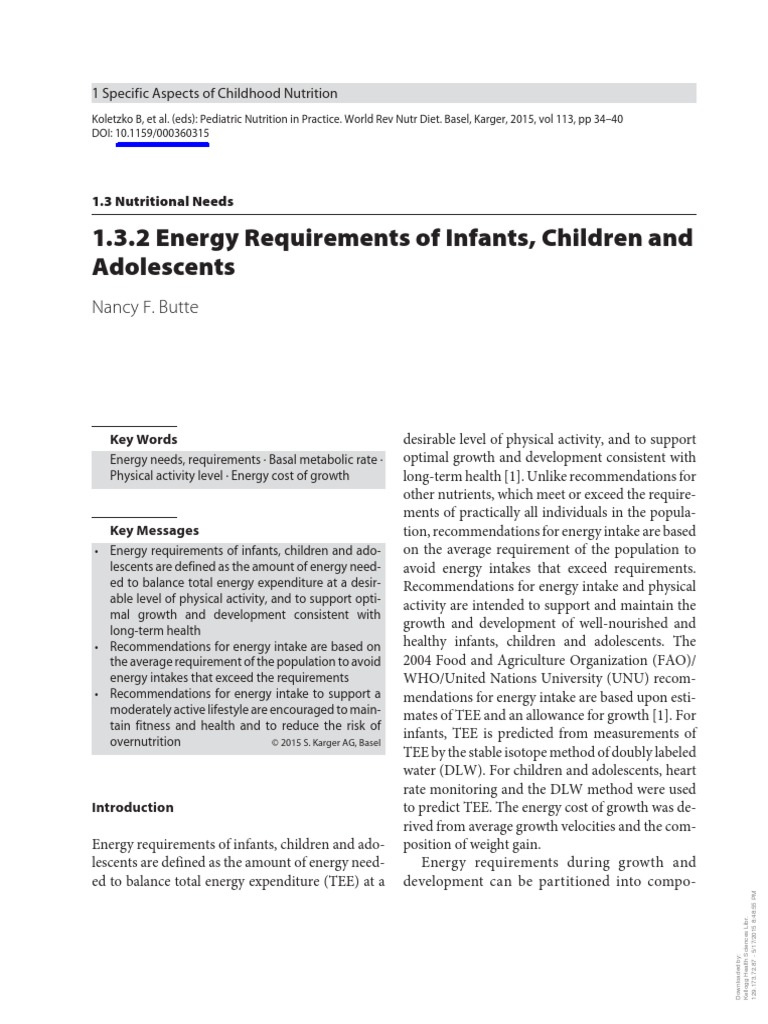 1 .3.2 Energy Requirements of Infants, Children and Adolescents | PDF ...