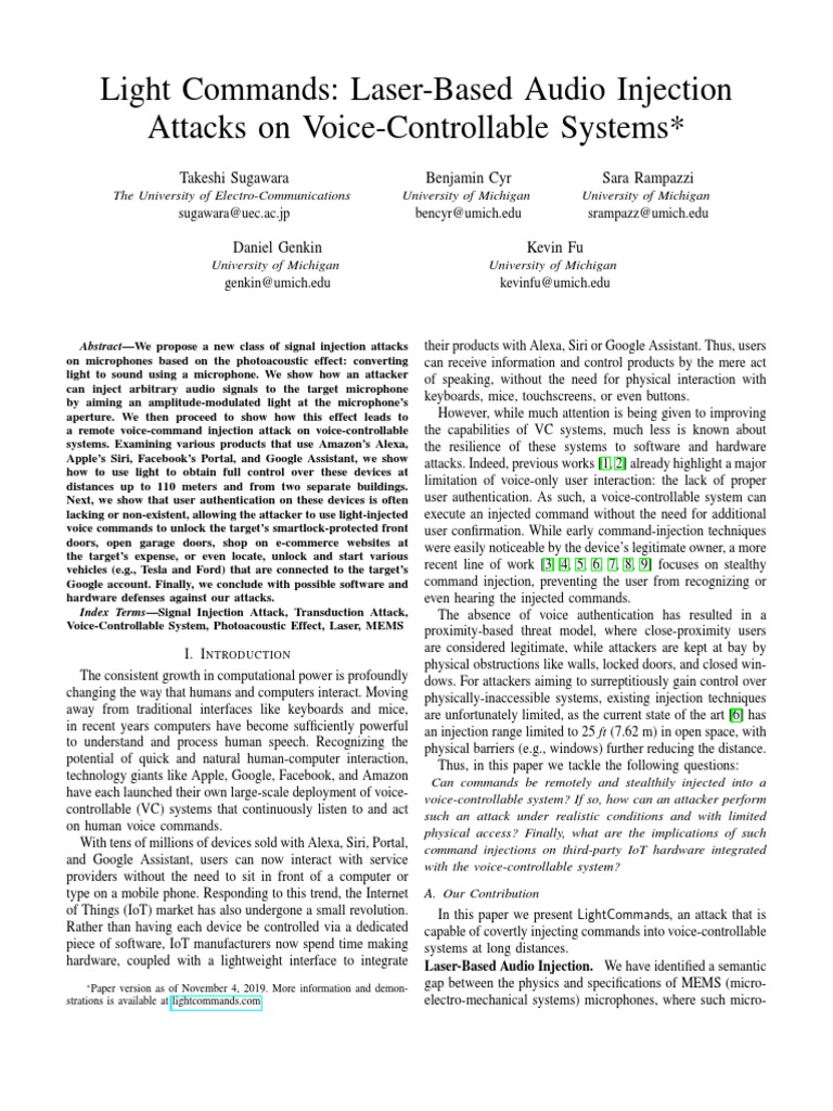 Light Commands PDF | PDF | Microphone | Laser