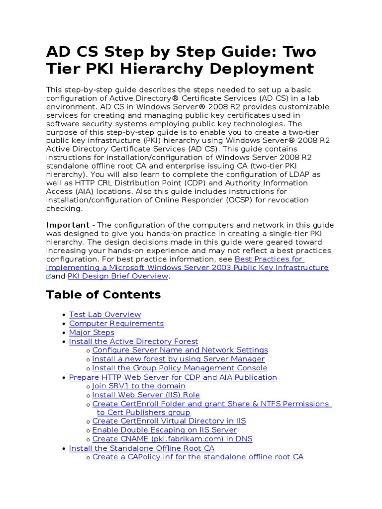 AD CS Step by Step Guide | PDF | Ip Address | Active Directory