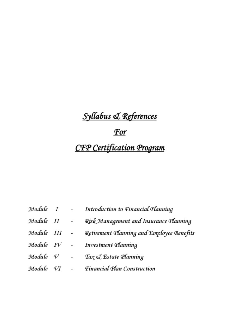 CFP Syllabus | PDF | Insurance | Pension