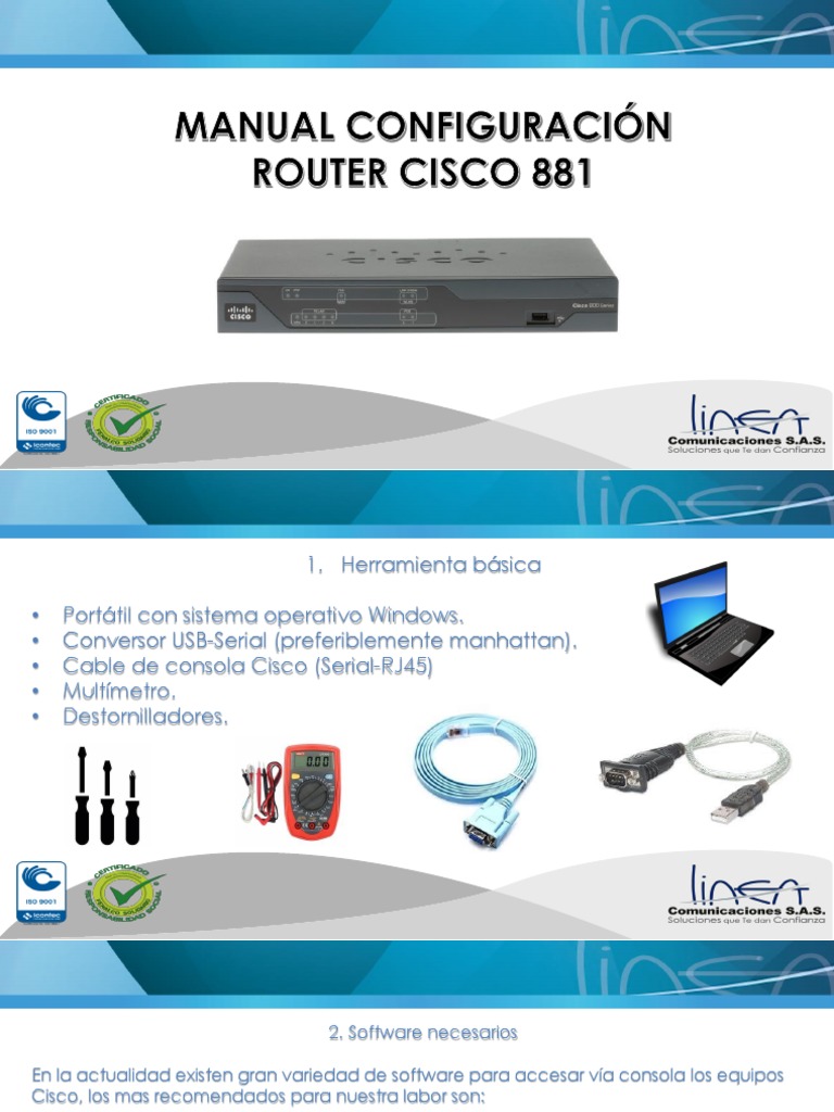 Configuracion Router Cisco 881 | PDF | Enrutador (Computación) | USB