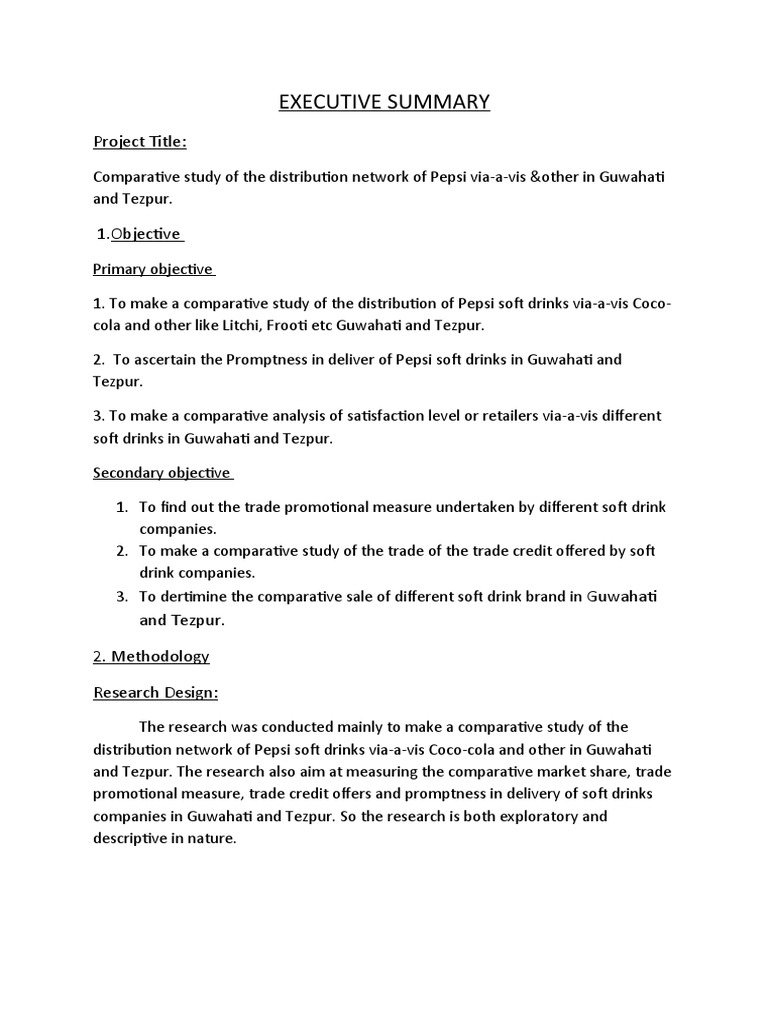 Executive Summary: Project Title | PDF | Business | Pepsi Co