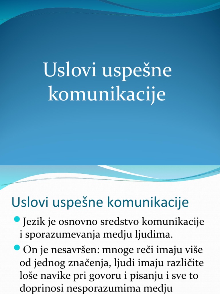 Uslovi Uspešne Komunikacije | PDF