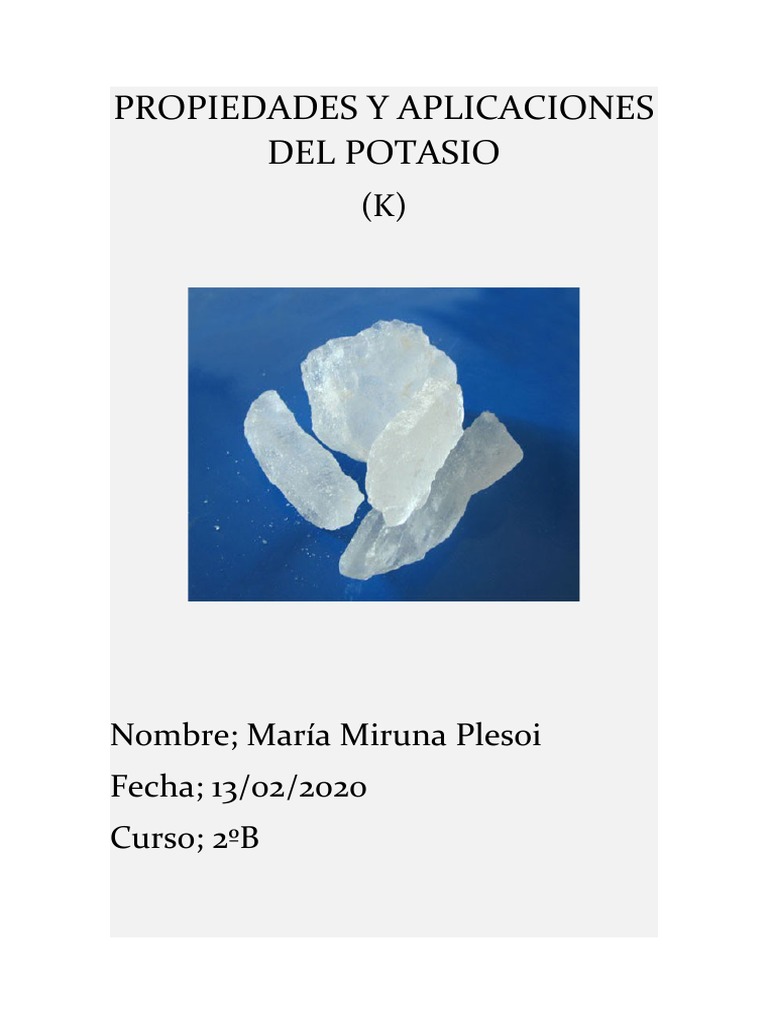 Propiedades y Usos del Potasio (K) | PDF