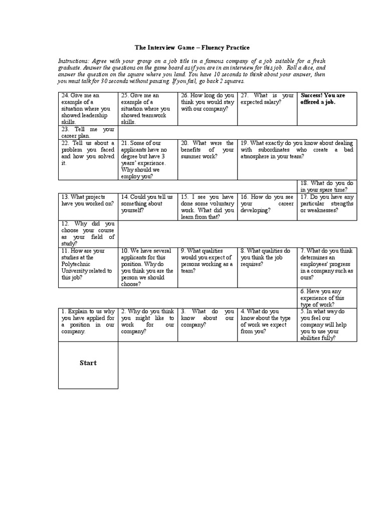 The Interview Game | PDF | Job Interview | Behavior Modification