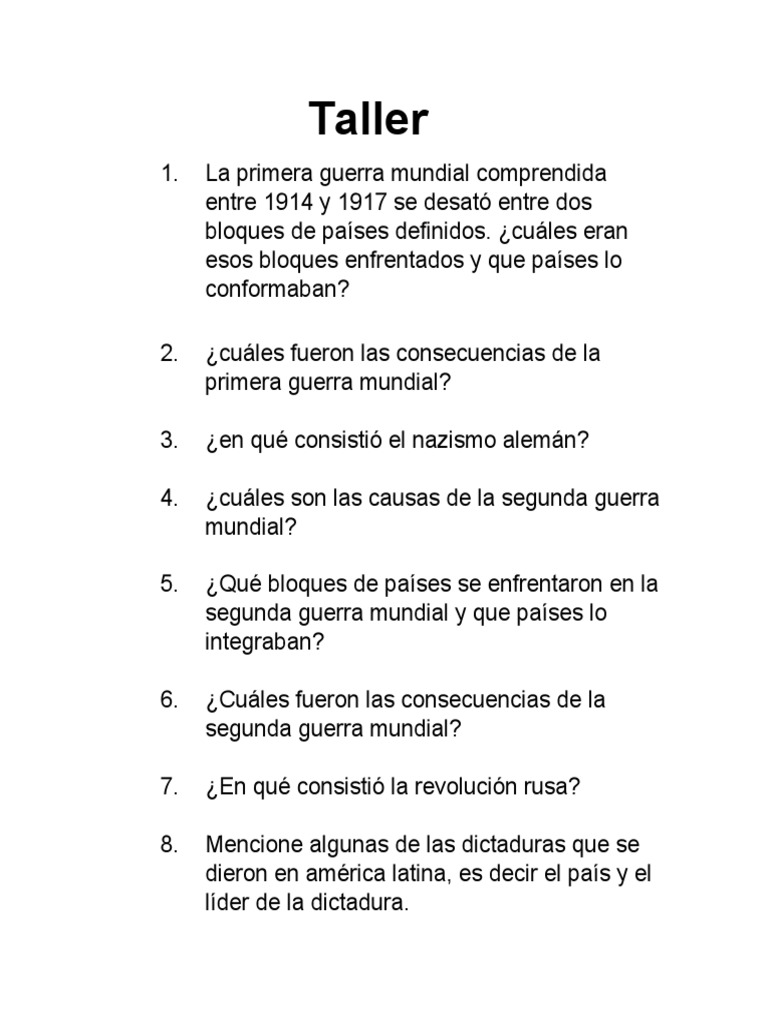 Bloques de la Primera y Segunda Guerra Mundial | PDF | Primera Guerra ...