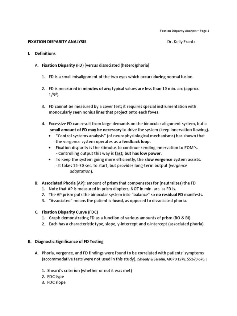 BVD 7 Fixation Disparity Analysis | PDF | Ophthalmology | Visual System