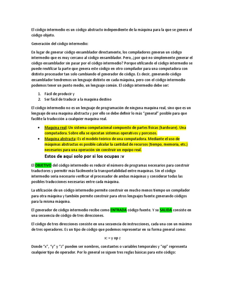Generación de Código Intermedio en Compiladores | PDF | Compilador ...