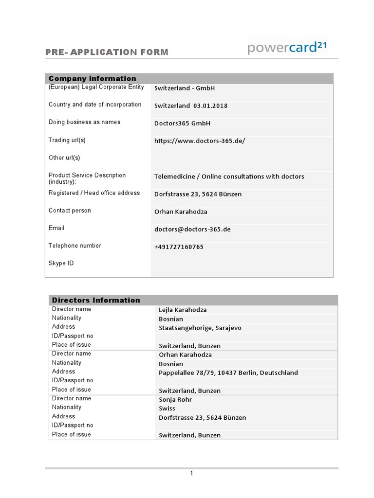 Powercard - Pre-Application Form V1.2 | PDF | Master Card | Passport