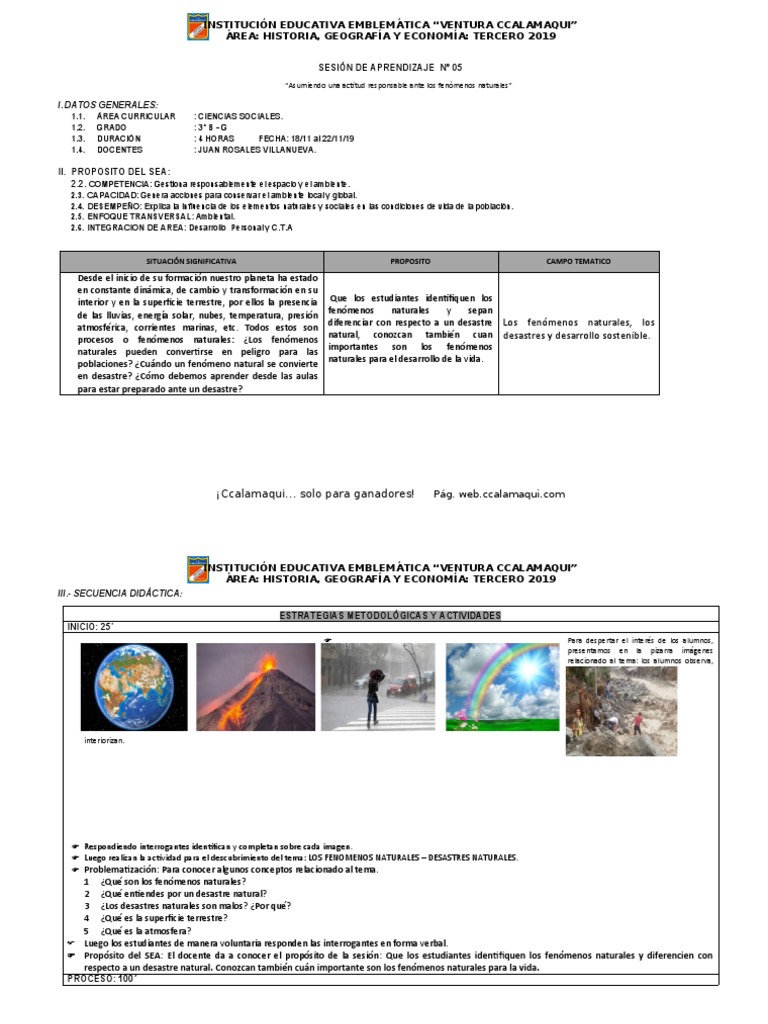 Sesión N°8 Fenomenos Naturales | PDF | Maestros | Geografía