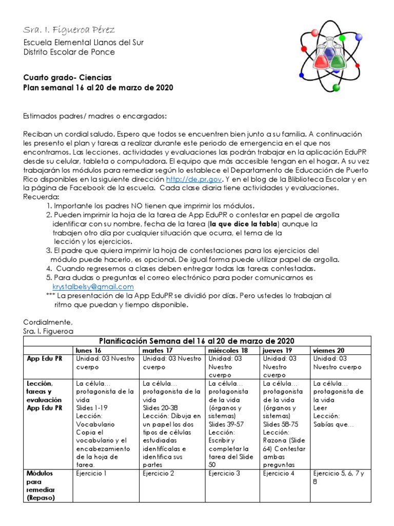 Planificacion Semanal Ciencia 4to Grado | PDF | Aplicación movil ...