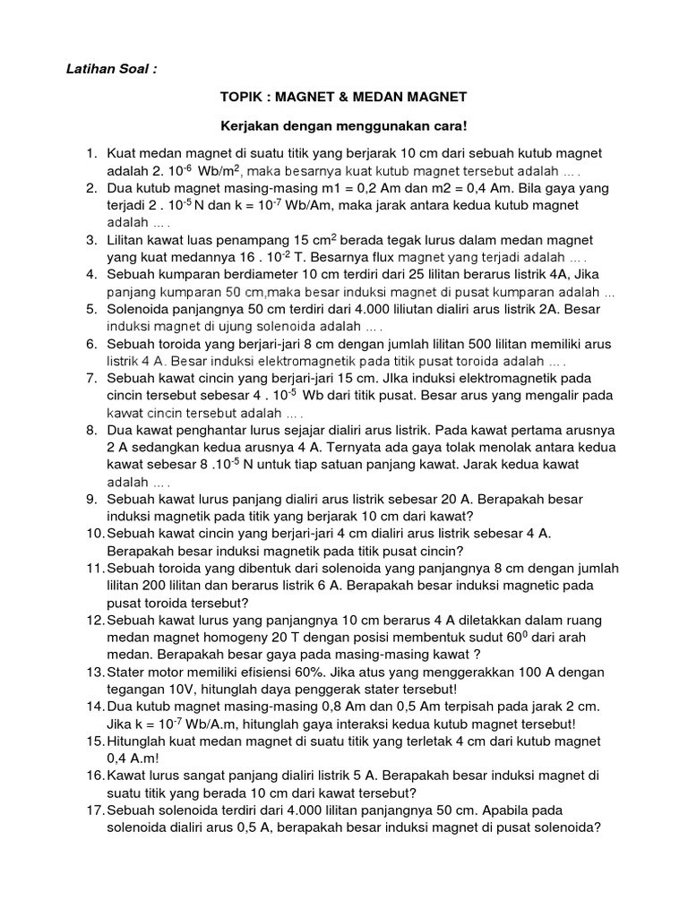 Latihan Soal Magnet & Medan Magnet | PDF