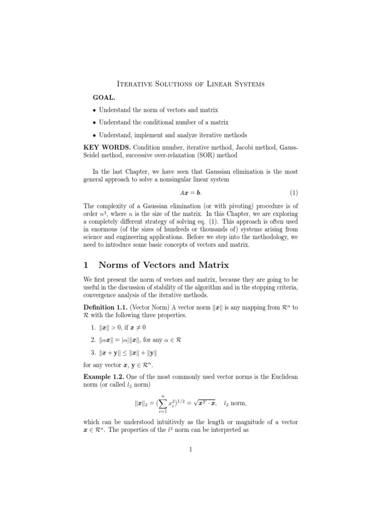 Iterative Methods for Linear Systems | PDF | Norm (Mathematics ...