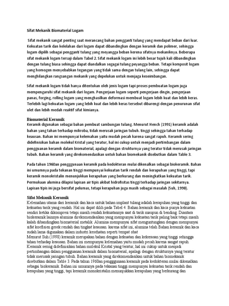 Sifat Mekanik Biomaterial Logam | PDF