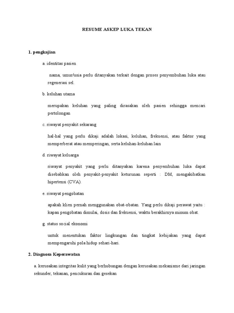 Resume Askep Luka Tekan | PDF