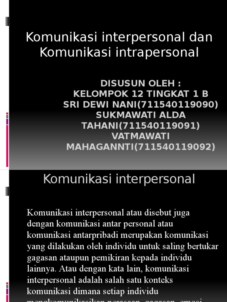 Komunikasih Interpersonal Dan Intrapersonal | PDF | Karier & Perkembangan | Pengembangan Diri