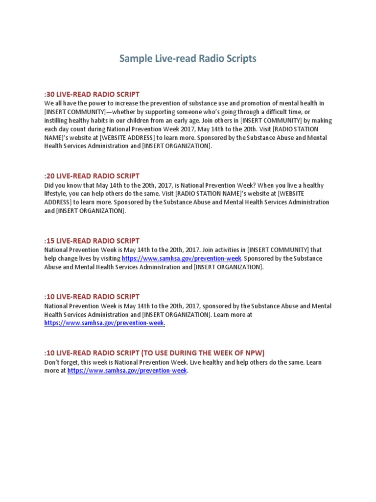 Sample Radio Ad Script