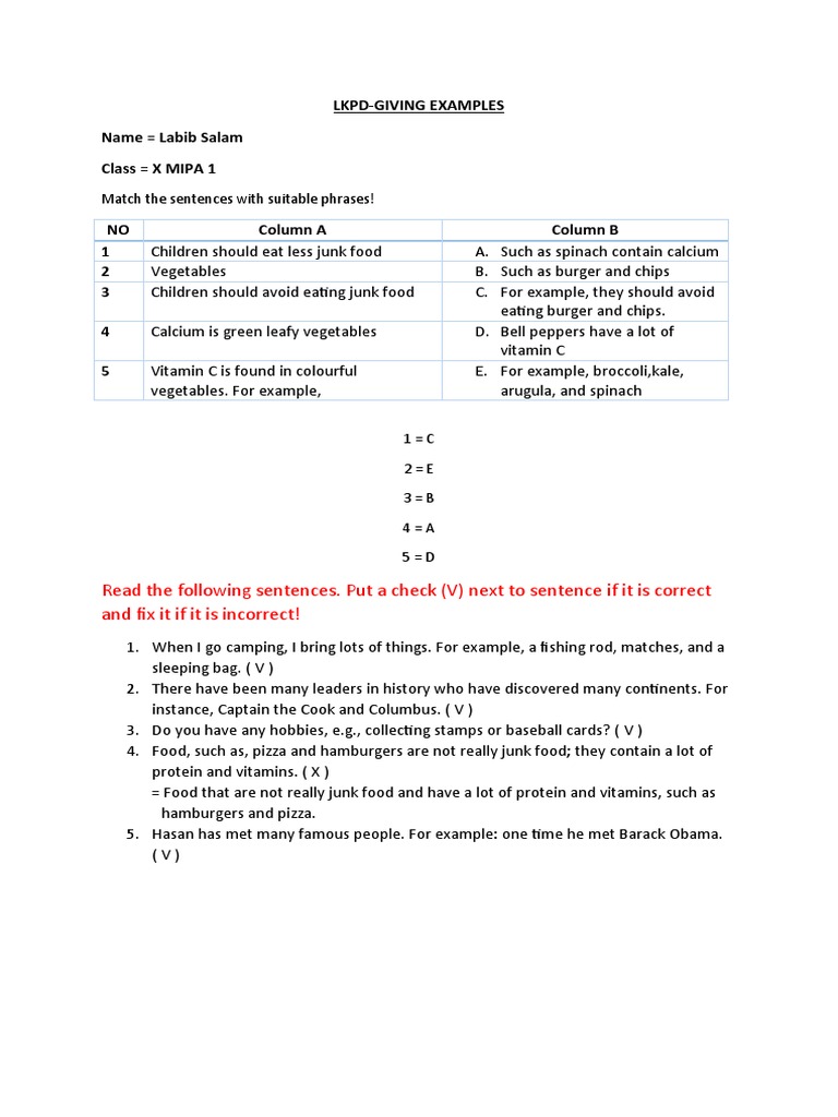 LKPD-Giving Examples | PDF | Language Arts & Discipline