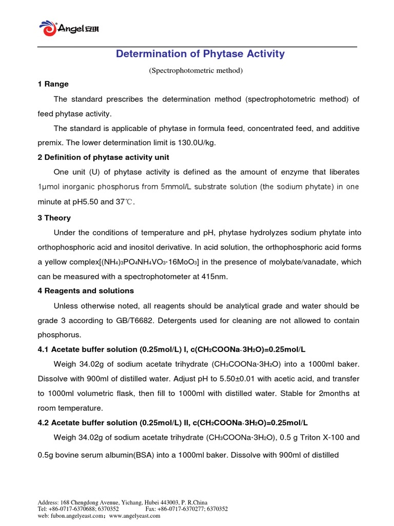 Phytase Activity Test Method | PDF | Buffer Solution | Spectrophotometry