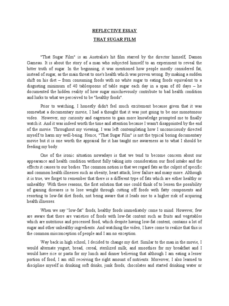 Reflection - That Sugar Film | Sugar | Nutrition