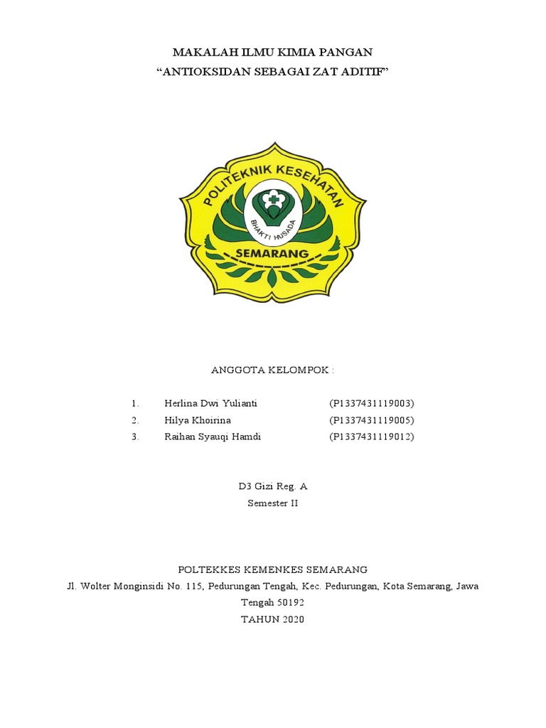 Makalah Antioksidan Sebagai Zat Aditif | PDF