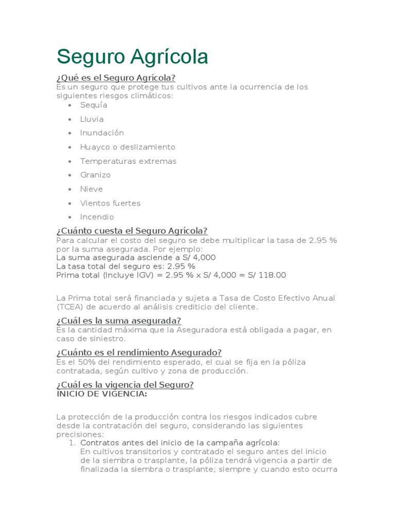 Seguro Agrícola | PDF | Reaseguro | Póliza de seguros