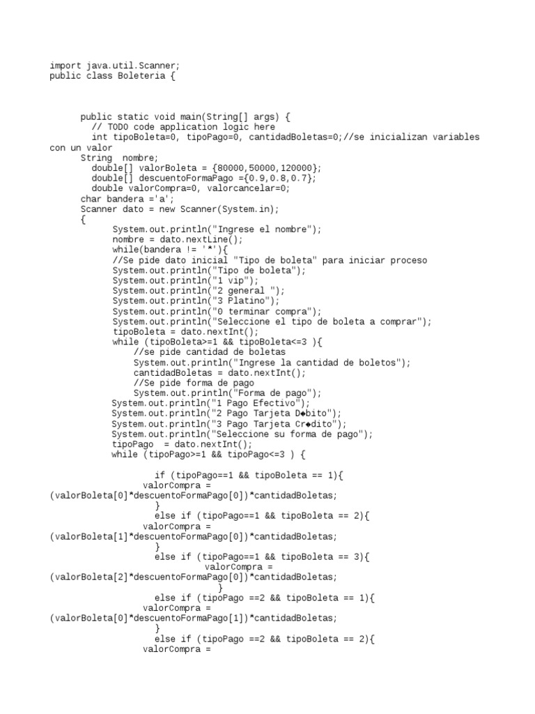 Sistema de Boletería en Java | PDF | Programación de computadoras ...