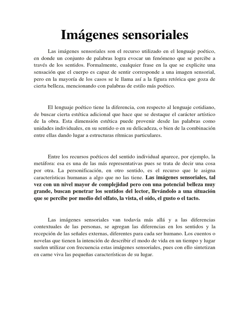 Imágenes Sensoriales | PDF | Imagen | Metáfora