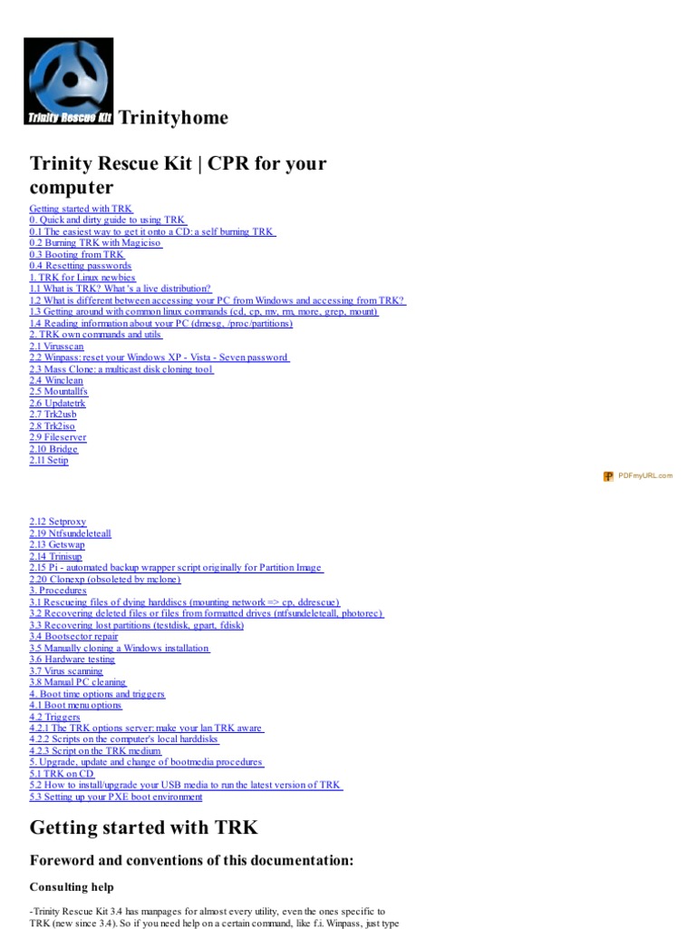 Trinity Rescue Kit 3.4 Guide | PDF | File System | Windows Registry