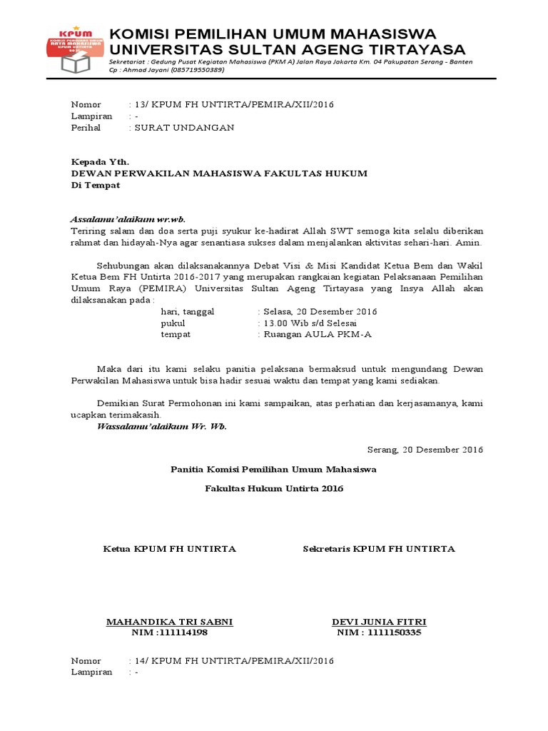 Surat Undangan DPM Dan Bem | PDF