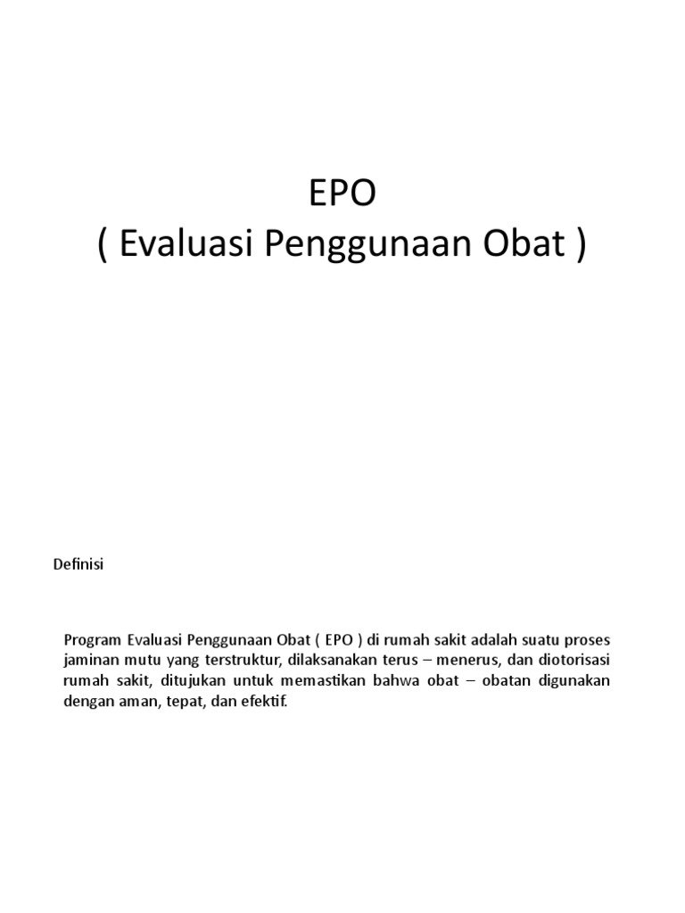Evaluasi Penggunaan Obat EPO di RS | PDF | Kesehatan Holistik | Sains ...
