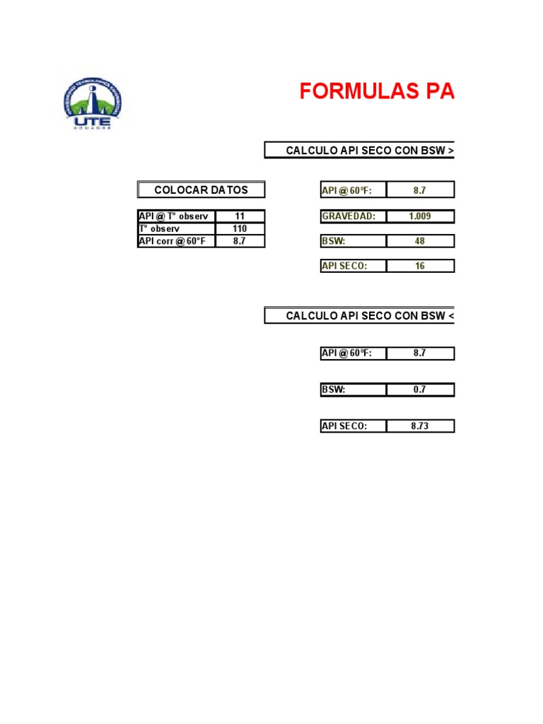 Calculo API Seco | PDF