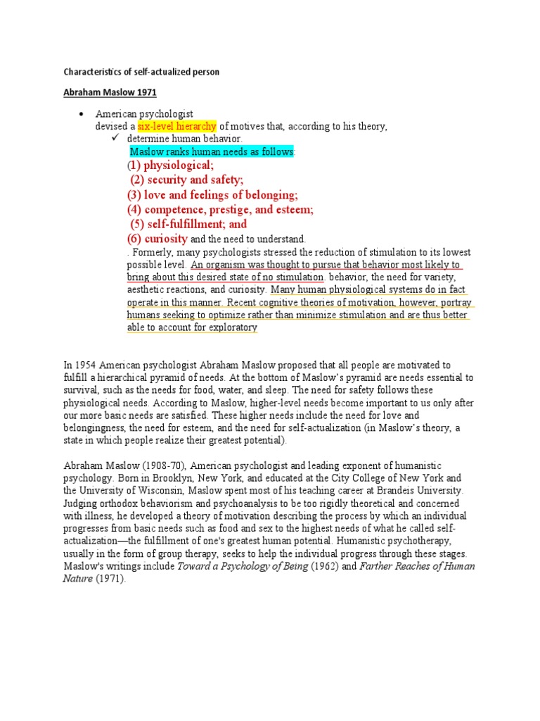 Characteristics of Self Characteristics of Self Characteristics of Self ...