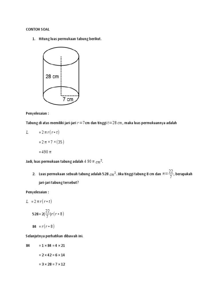 Contoh Soal Tabung 2 | PDF
