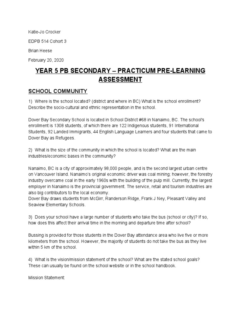 Edpb 514 Katie-Jo Crocker Practicum Pre-Learning Assessment | PDF ... Edpb 514 Katie-Jo Crocker Practicum Pre-Learning Assessment | PDF ...