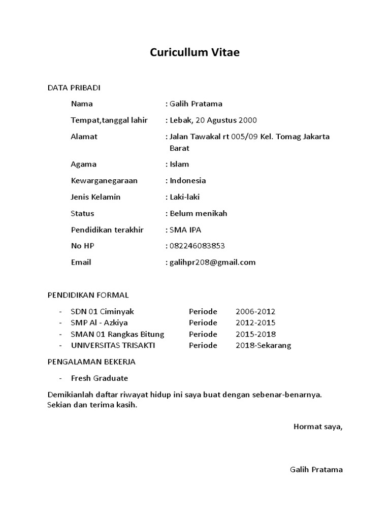 CV Galih | PDF