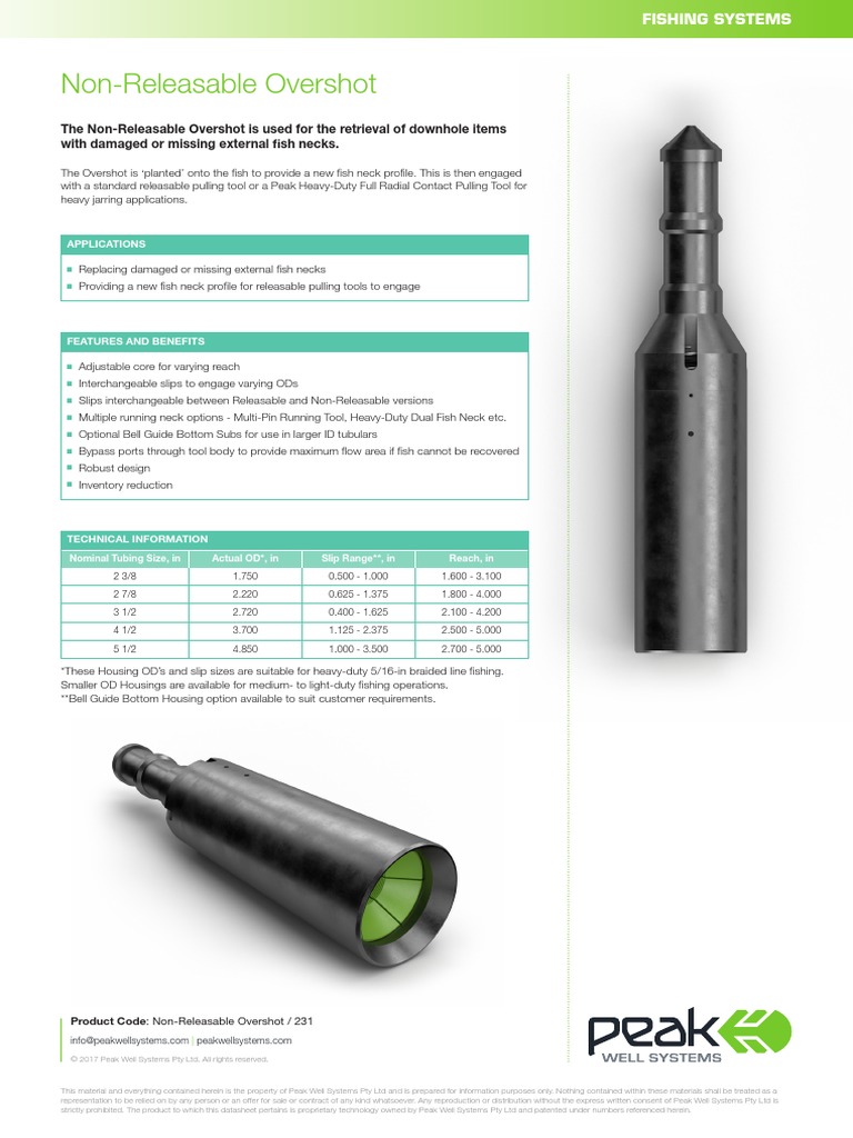 231 Non Releasable Overshot Pws Dsheet | PDF | Business
