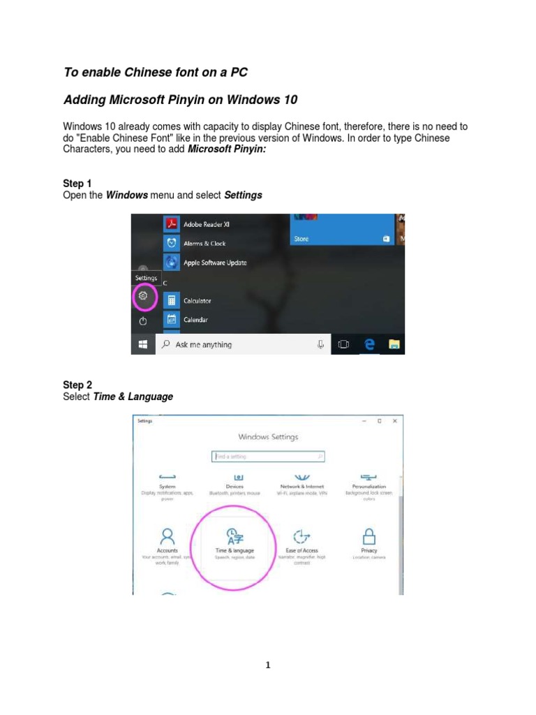 PDF Instruction On Enabling Chinese Font and Typing Characters | PDF ...