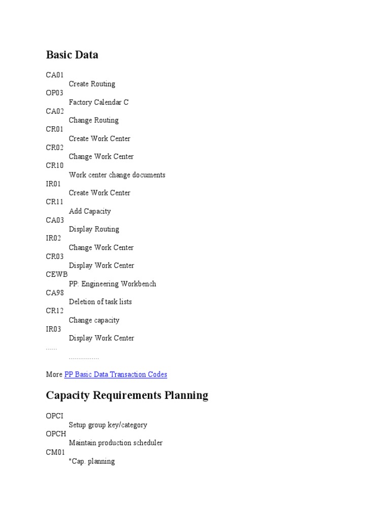 Sap T-Codes | PDF | Supply Chain Management | Information Technology ...