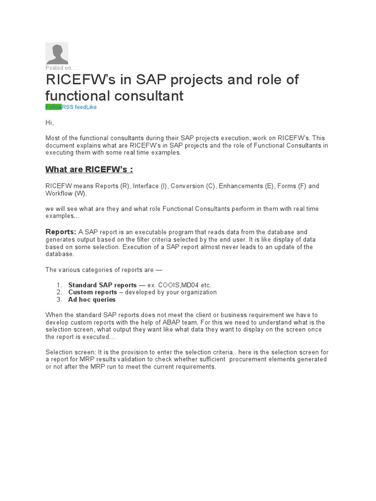 RICEFW | PDF | Interface (Computing) | Sap Se