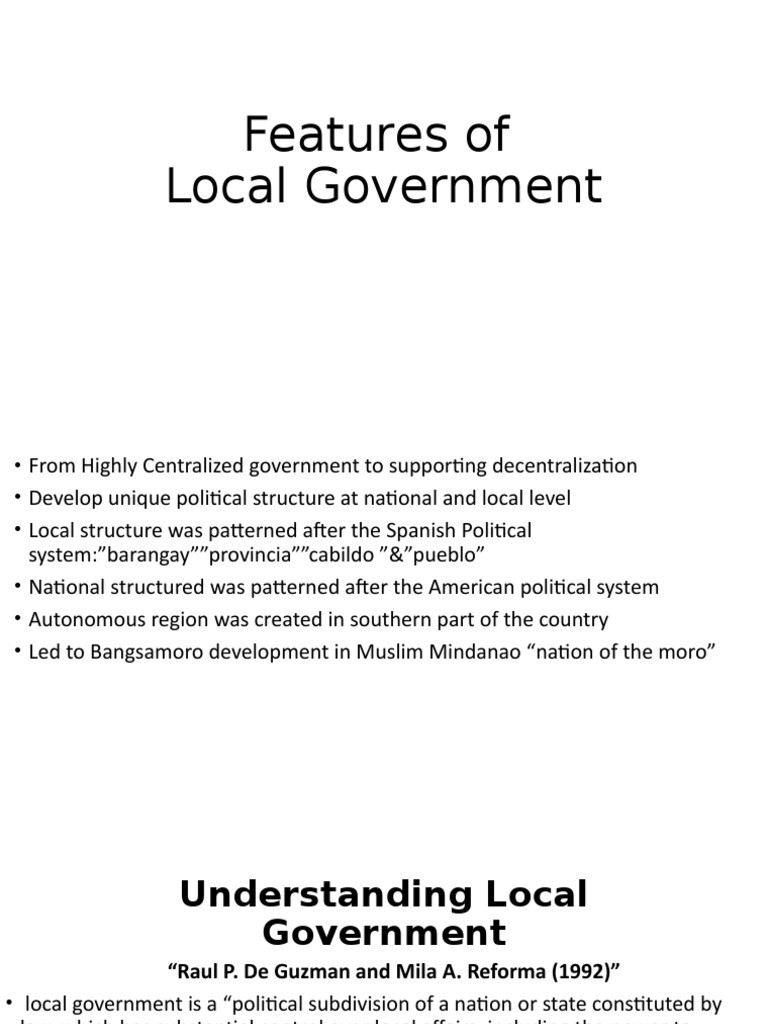 Features of Local Governments Finish Product | PDF | Devolution | Autonomy