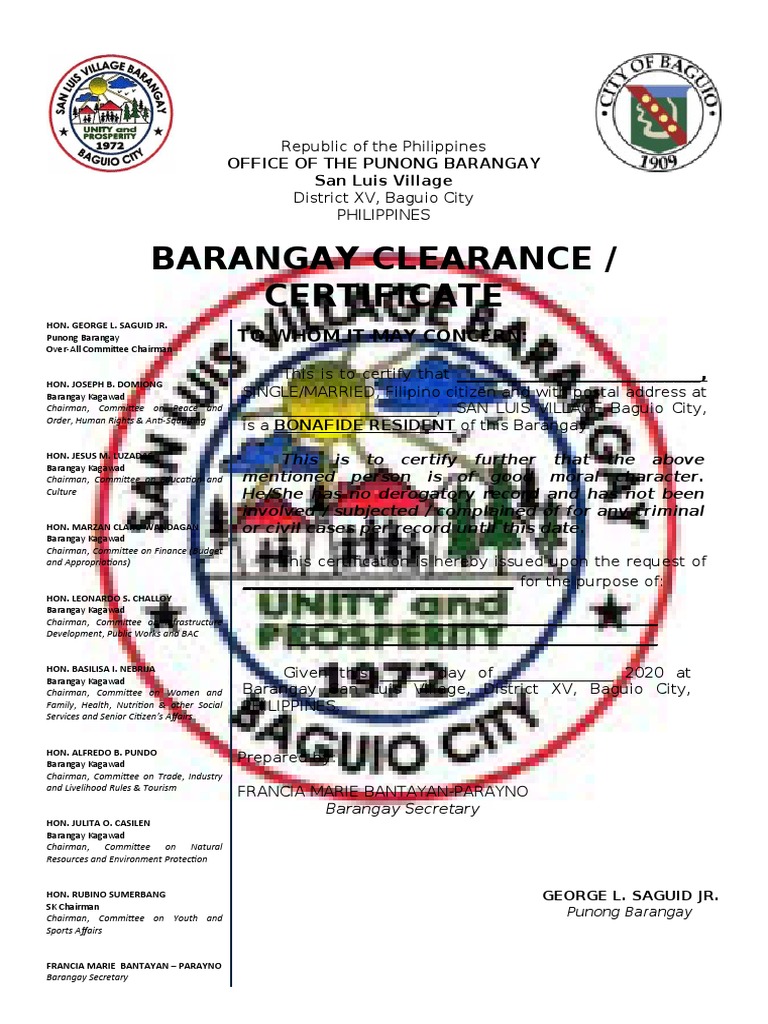Barangay Clearance | PDF | Government | Justice